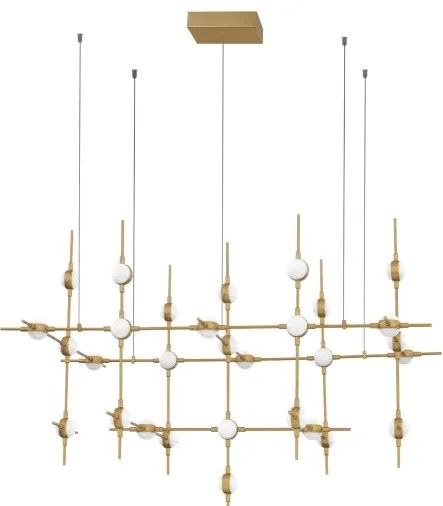 LED lustr Atomo 106 zlaté s dálkovým ovládáním