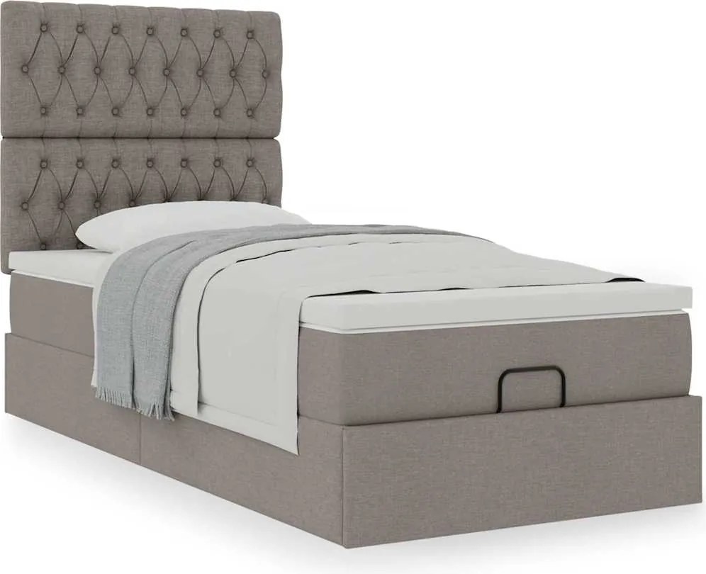 Osmanský rám postele s matrací taupe 80x200cm textil 3313199