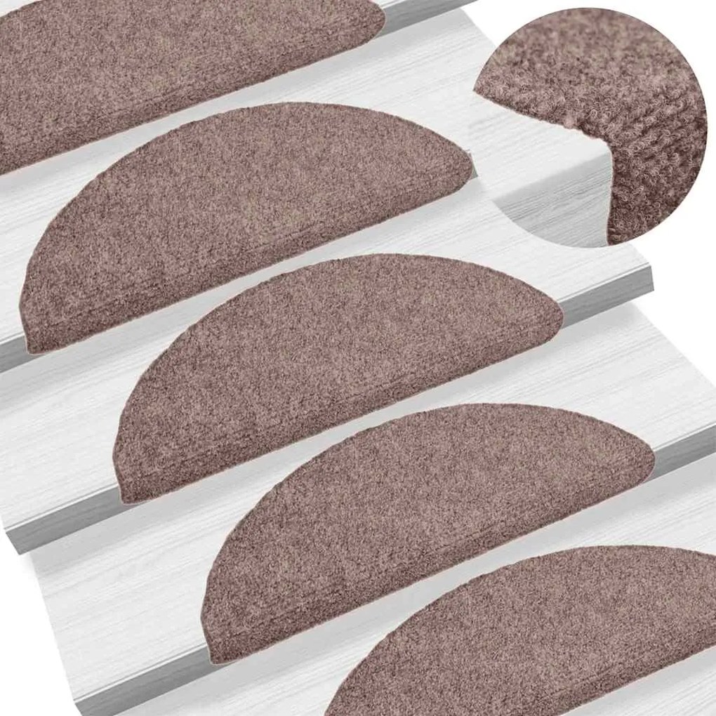 Schodové rohože samolepicí 30 ks 56x17x3 cm světle hnědé půlkulaté 3365679