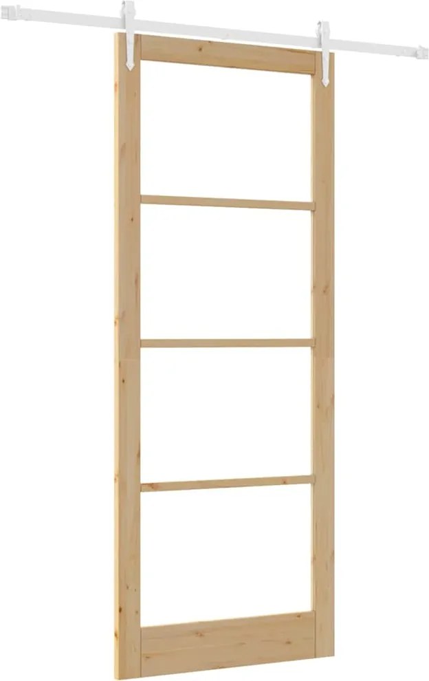 Posuvné dveře 93 x 232 cm Masivní borové dřevo a sklo Přírodní 3332375