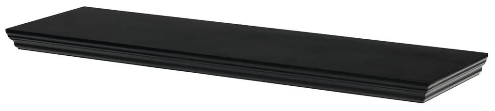 Polička nástěnná 80 cm, MDF, barva černá, baleno v ochranné fólii
