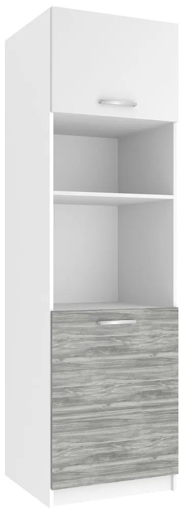 Vysoká kuchyňská skříňka Belini pro vestavnou troubu 60 cm bílý mat / šedý antracit Glamour Wood  TOR SSP60/0/WT/WTGW/0/E