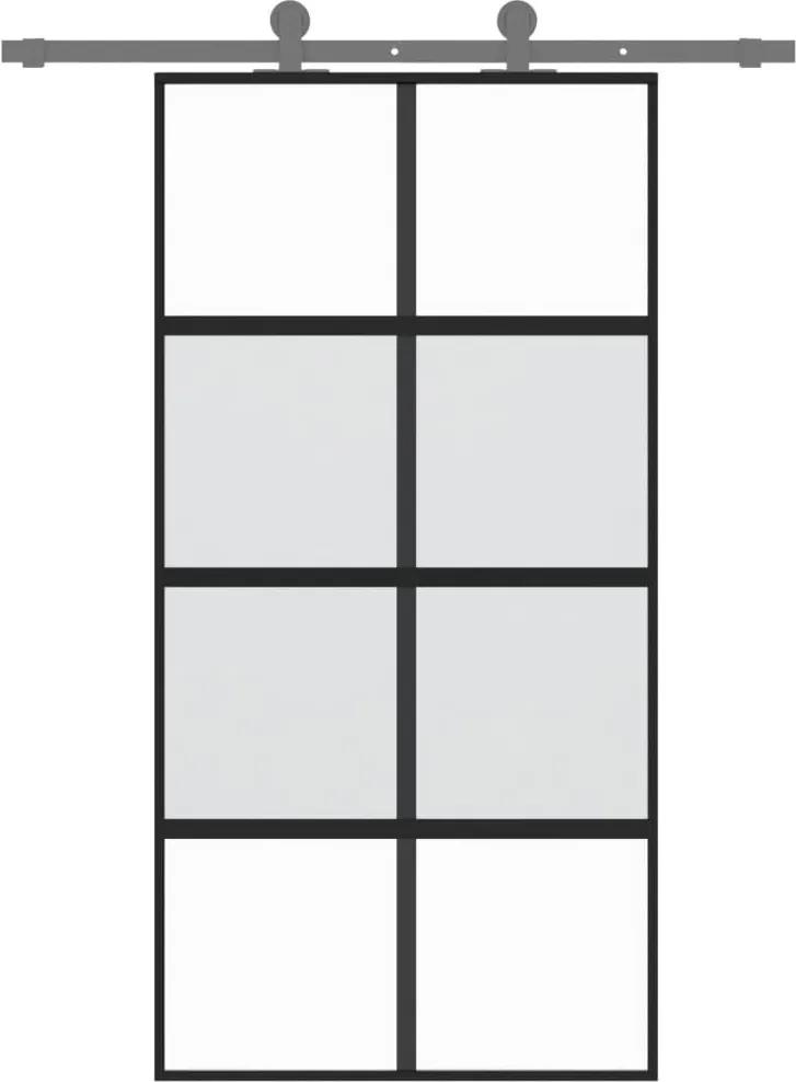 vidaXL Posuvné dveře 102,5 x 205 cm tvrzené sklo a hliník [155224] Barva: Černá