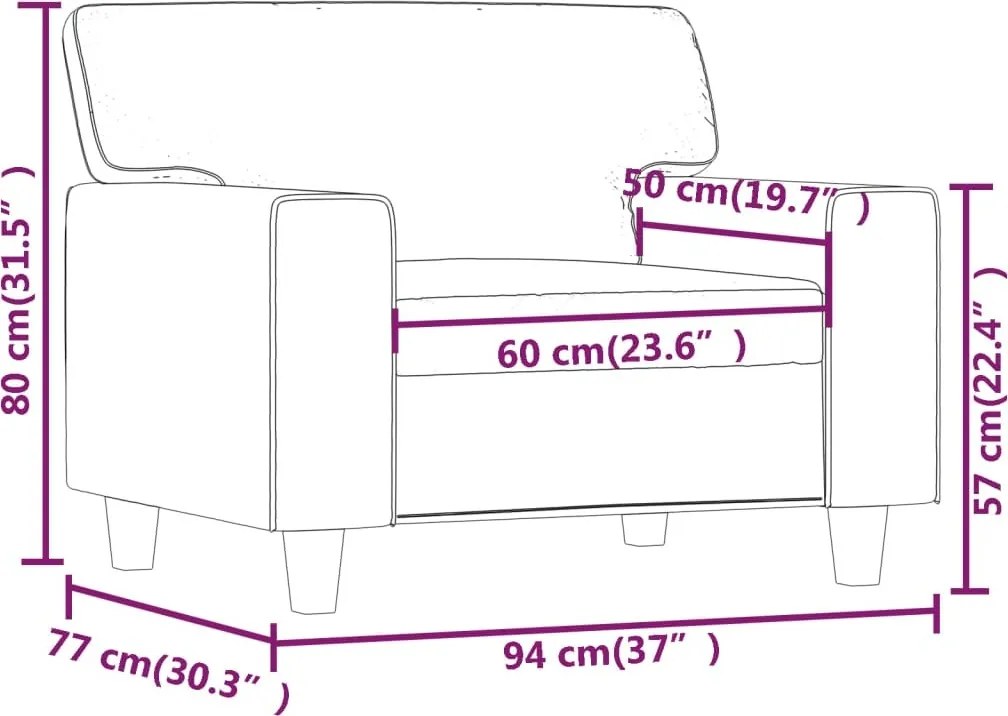 vidaXL Křeslo 60 cm umělá kůže [359407] Barva: Šedá