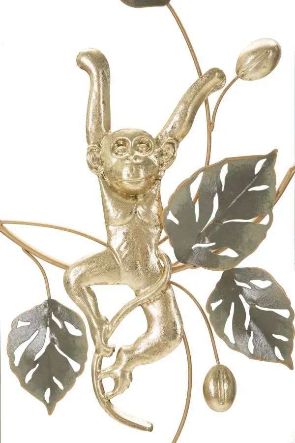 Kovová nástěnná dekorace Monkey 28,6x74,3 cm zlatá