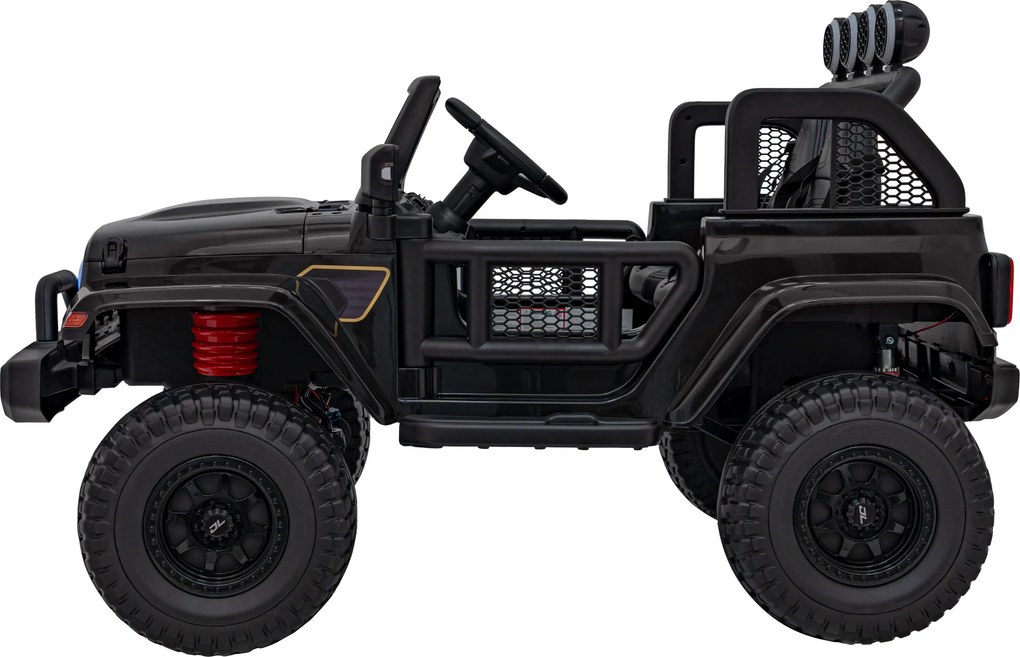 Ramiz Terénní auto OFF-ROAD 3.0 pro děti černé + dálkové ovládání + pomalý start + pásy + LED a zvuky