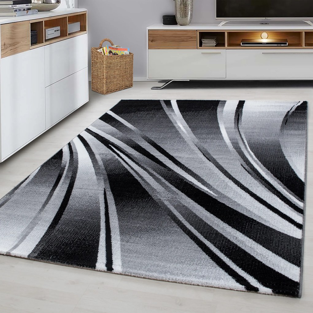 Ayyildiz, Kusový koberec Parma 9210 black, 80x300, šedá, chodba / předsíň