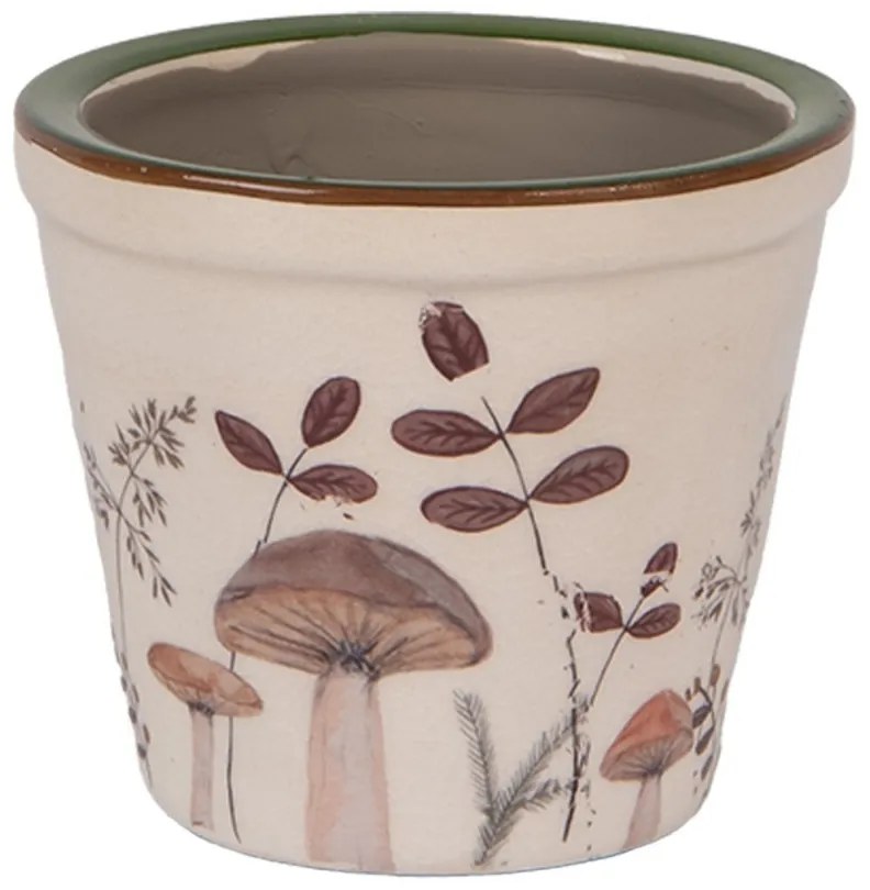 Béžový obal na květináč s houbičkami Little Forest Jewels XS - Ø 8*7 cm