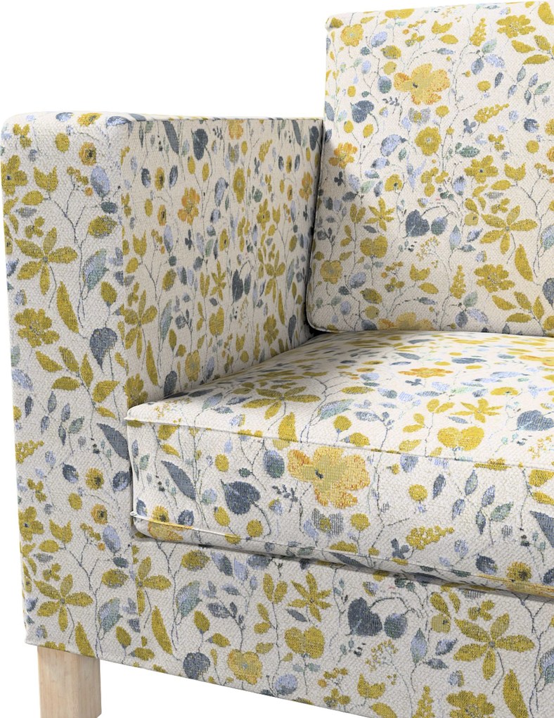 Potah na pohovku IKEA  Karlanda rozkládací, krátký barva žlutá látka pletený vzor, vzorované
