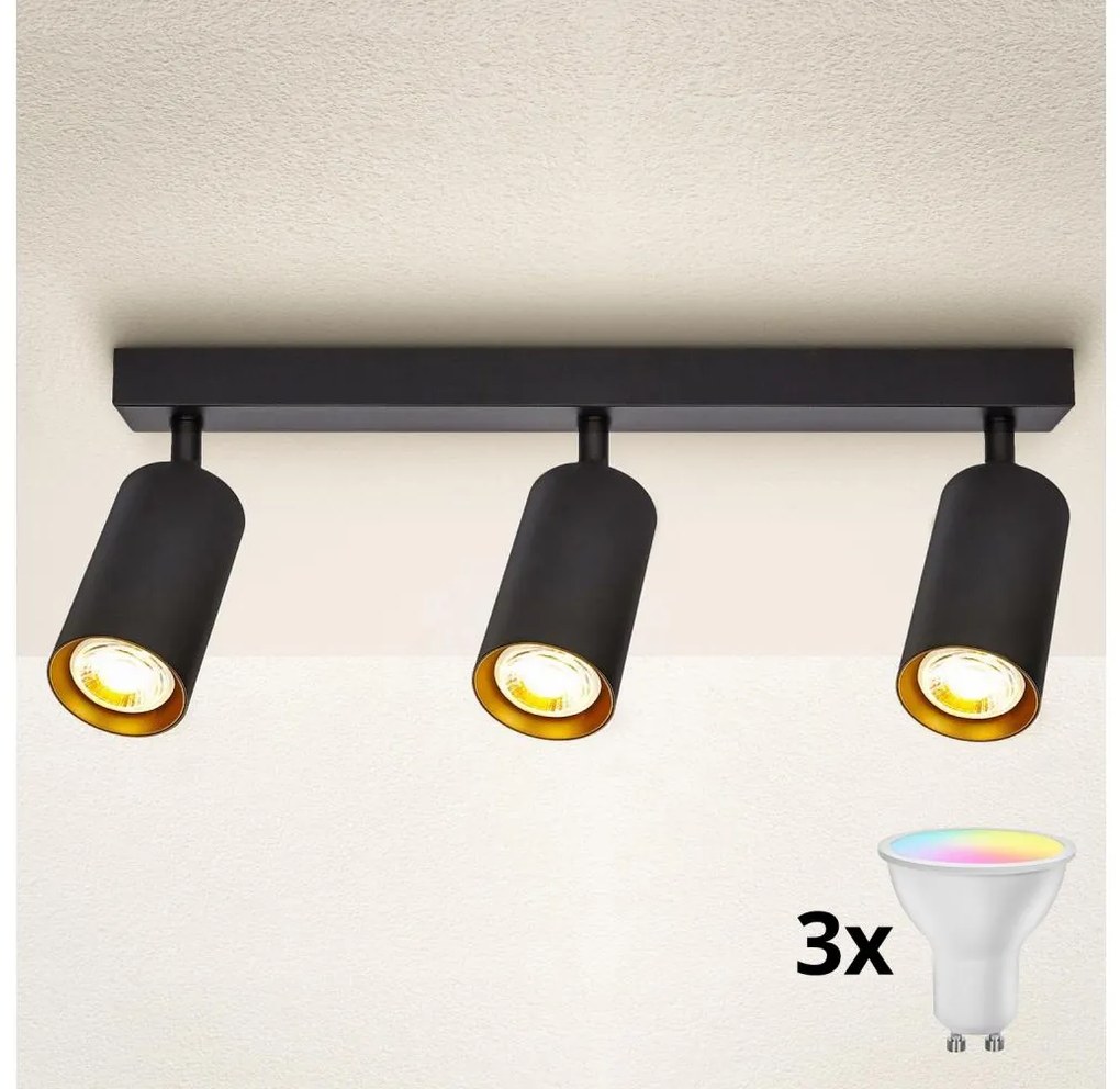 Brilagi - LED Stmívatelné bodové svítidlo SELE 3xGU10/6,5W/230V černá/zlatá