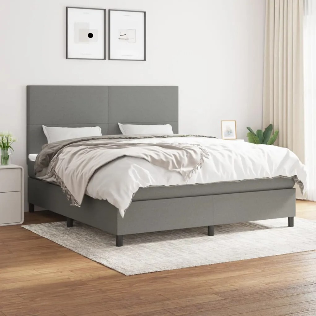 Box spring postel s matrací tmavě šedá 180x200 cm textil 3141634