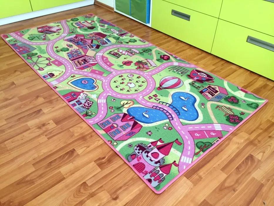 Vopi | Dětský koberec Sladké město - Kulatý průměr 100 cm, vícebarevný