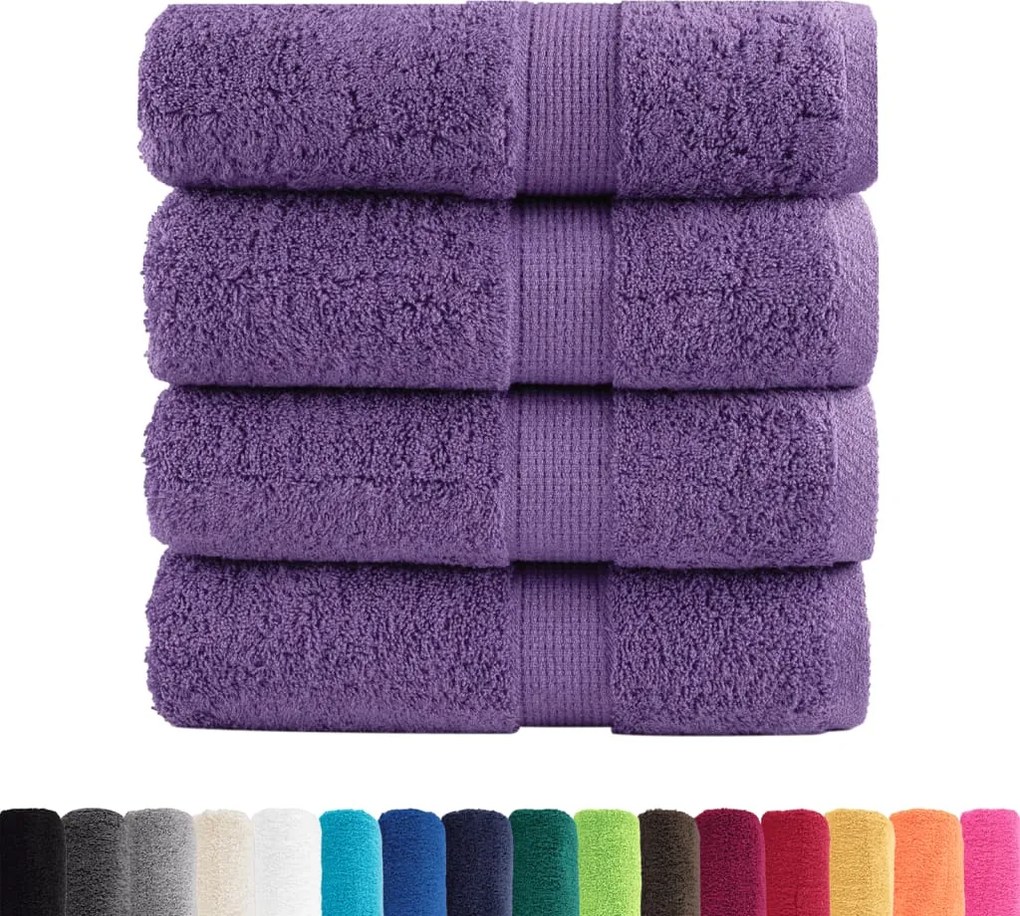 Premium ručníky SOLUND 4 ks fialové 30 x 50 cm 600 g/m² 137351