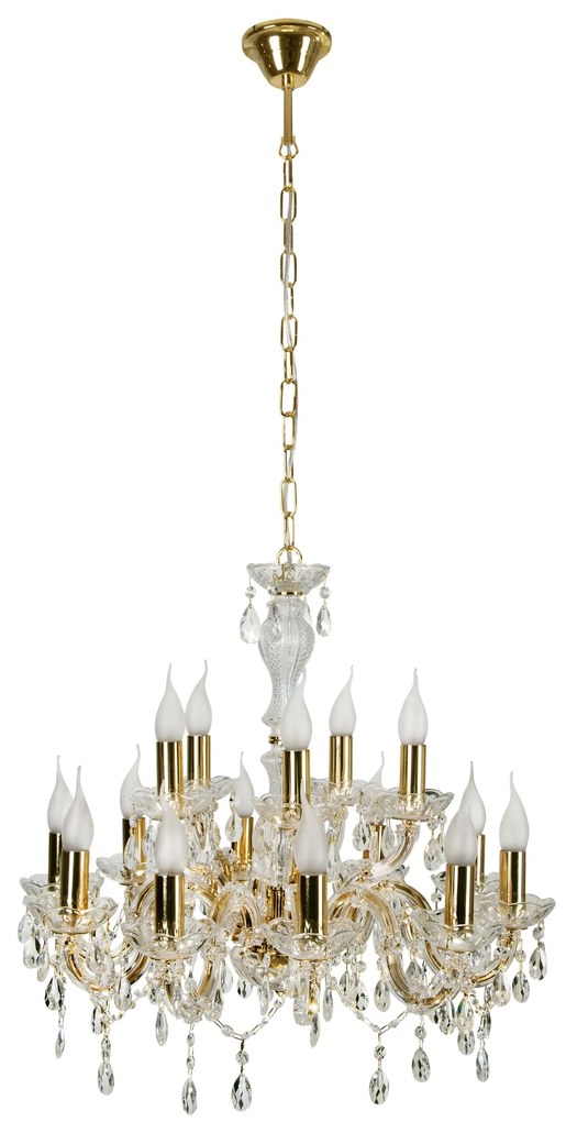 Zlatý křišťálový lustr Maria Teresa pro žárovku 15x E14  - Candellux