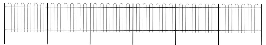 Zahradní plot s obloukem nahoře ocelový 1005 x 120 cm černý 277670