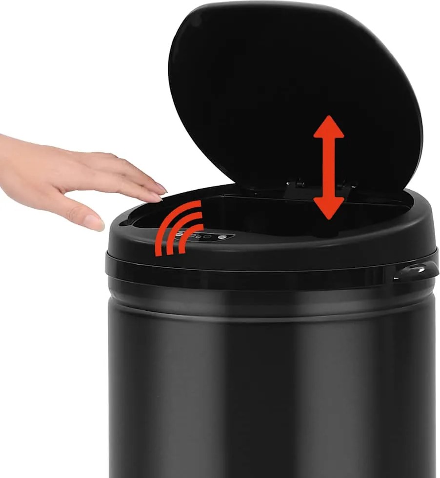 Odpadkový koš s automatickým senzorem 50 l uhlíková ocel černý 322700