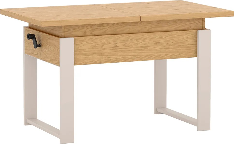 Rozkládací polohovací konferenční stolek HOGO 3v1 | 120-157x62,5-74,5x67 cm | síla horní desky 32 mm | dub bookmatch/nohy kašmír