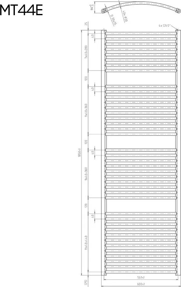 Mereo Mereo, Otopný žebřík oblý, bílý, elektrický, MT44E