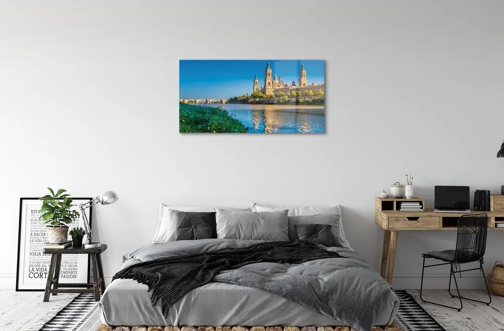 Obraz na skle Španělsko Katedrála řeky 120x60 cm