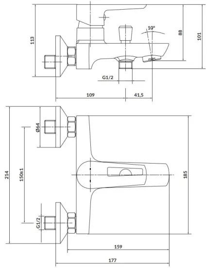 Cersanit S951-006 - Vanová baterie MILLE lesklý chrom