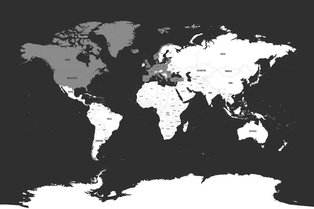 Obraz na korku moderní mapa s černobílým nádechem