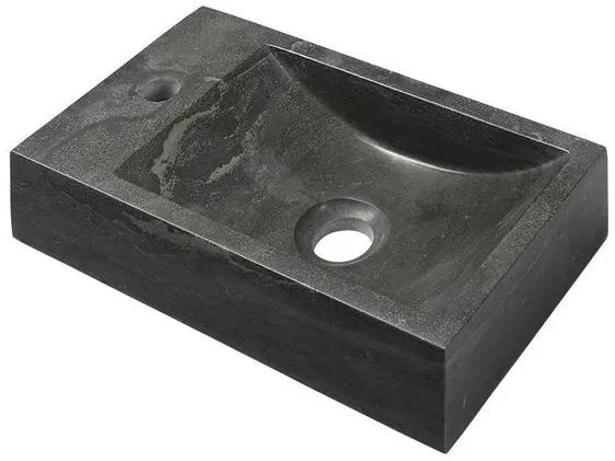 Sapho Blok Kamenné umývátko s otvorem vlevo 40x10x22 cm, antracit 2401-38