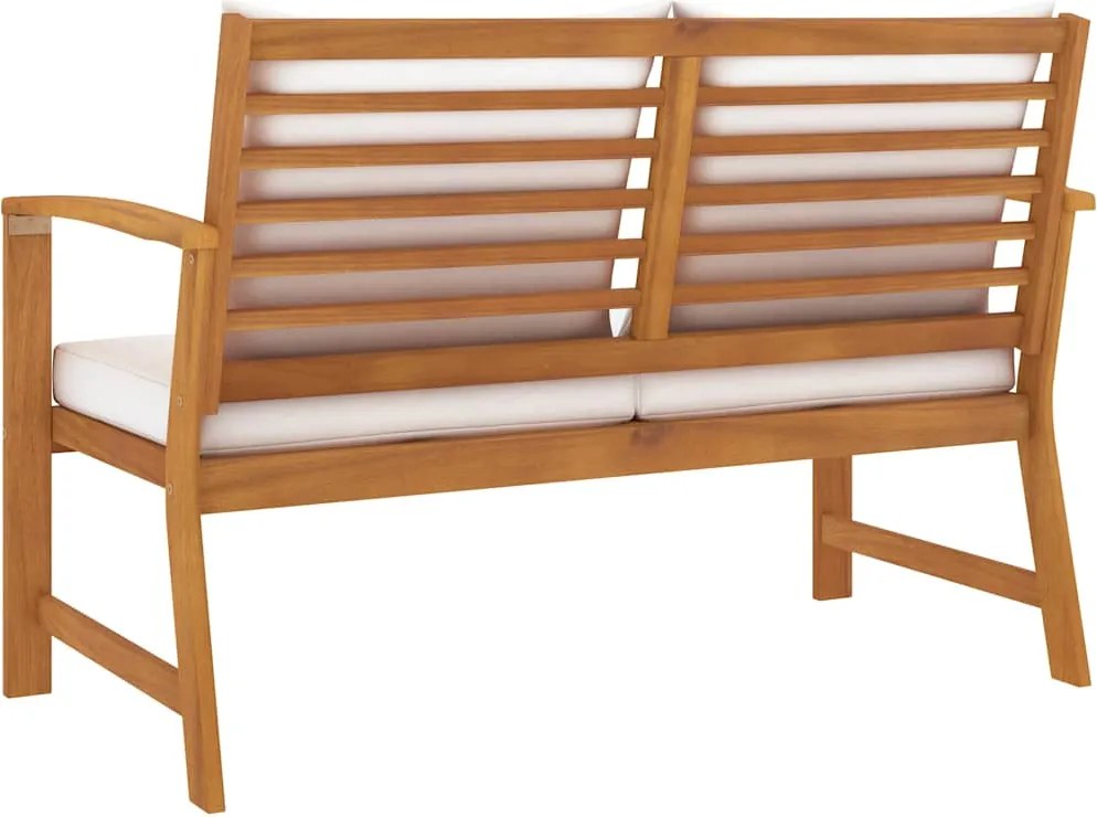 Zahradní lavice 120 cm s krémovou poduškou masivní akácie 311829