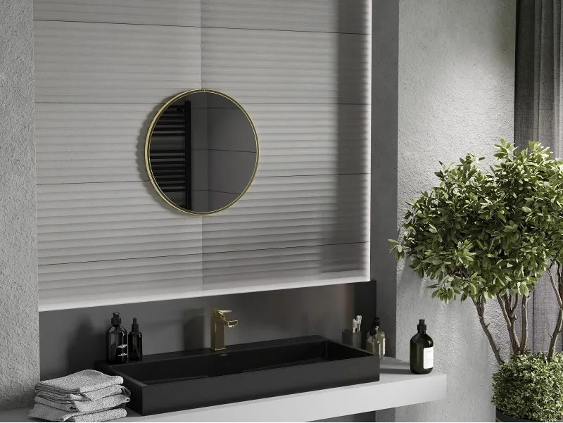 Mexen Loft kulaté koupelnové zrcadlo 30 cm, zlatý rám - 9850-030-030-000-50