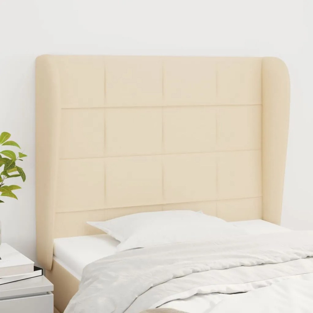 Čelo postele typu ušák krémové 103x23x118/128 cm textil 3117951