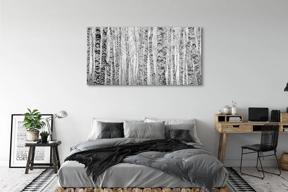 akrylový obraz Černá a bílá bříza 140x70 cm