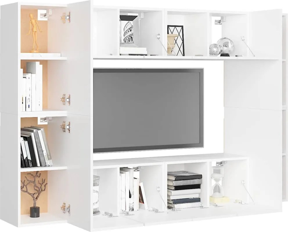 8dílný set TV skříněk bílý kompozitní dřevo 3078668