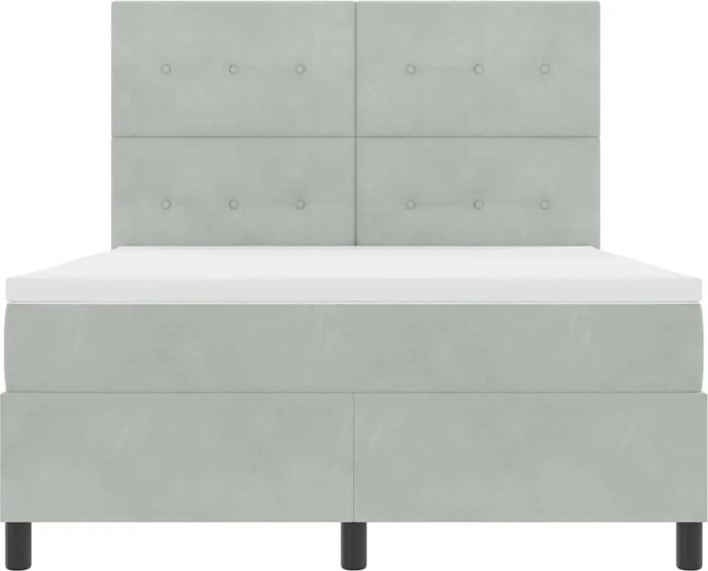 Postel s boxspringem s čelo Světle šedá 140 x 190 cm samet 3339830