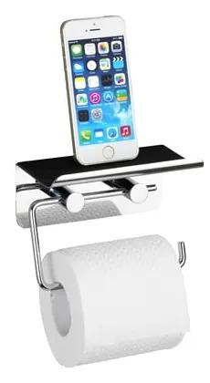Samodržící držák na toaletní papír se stojanem na telefon Wenko | BIANO
