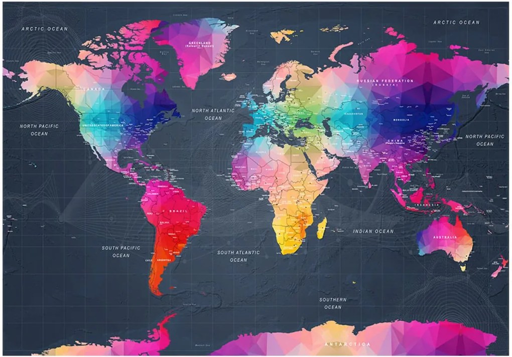 Tapeta mapa světa a oceánů (150x105 cm) - Murando DeLuxe