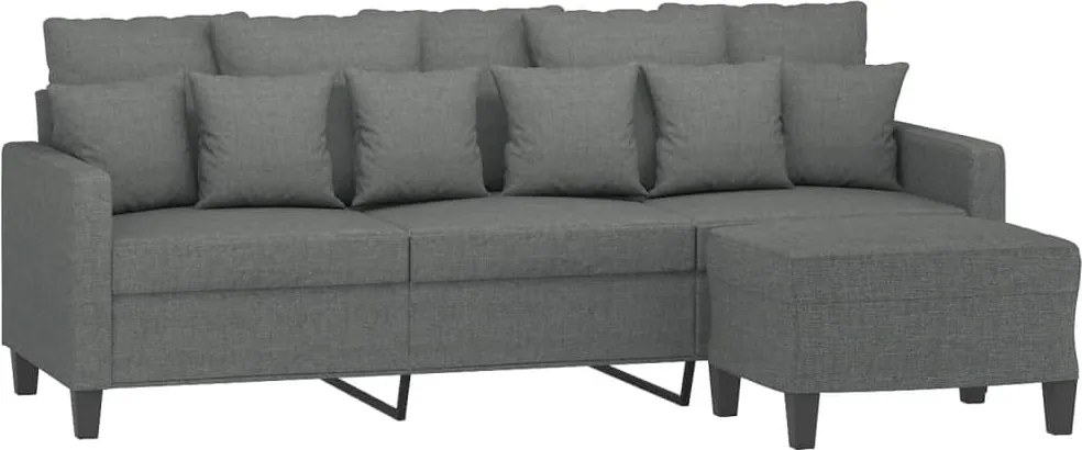 3místná pohovka s podnožkou tmavě šedá 180 cm textil 3201090