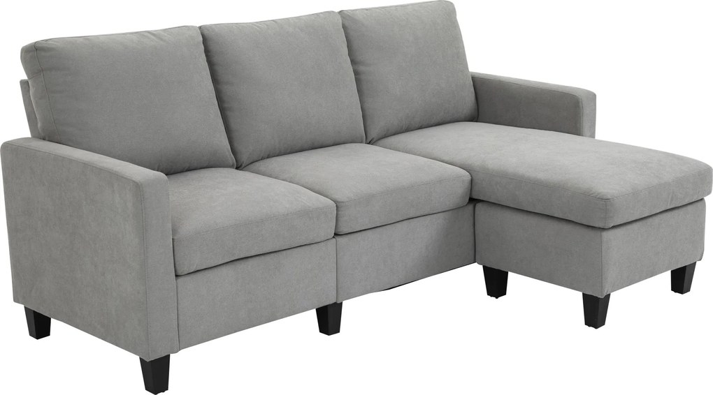 HOMCOM Rohová sedací souprava pro 3 osoby s reverzibilním chaise - levá nebo pravá strana do obývacího pokoje, kanceláře, bytu, polyesterová látka 197