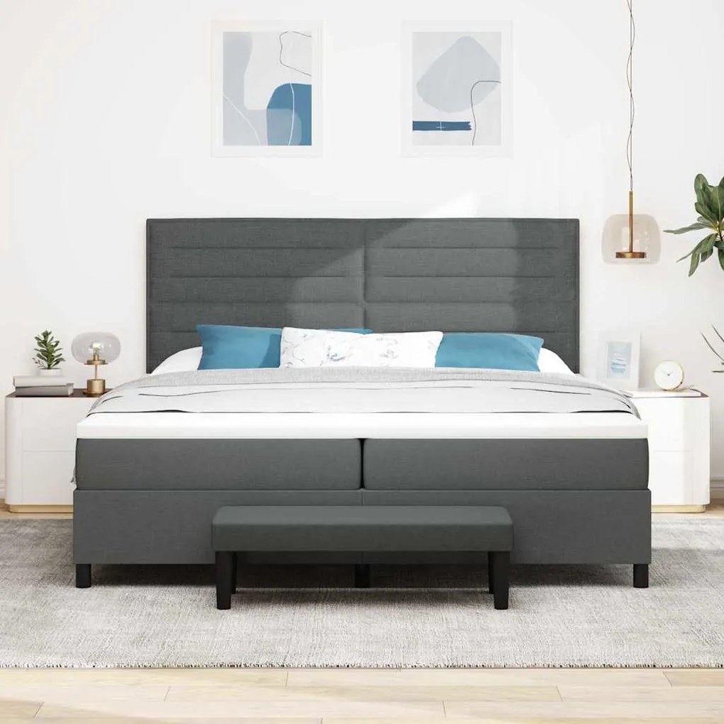 Postel s boxspringem s matrací Tmavě šedá 200 x 200 cm textil 3344017
