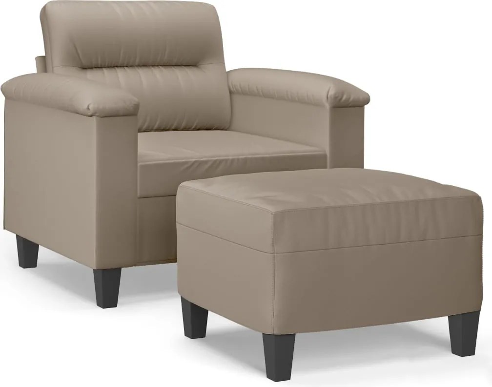 Křeslo s podnožkou taupe 60 cm tkanina z mikrovlákna 3201225