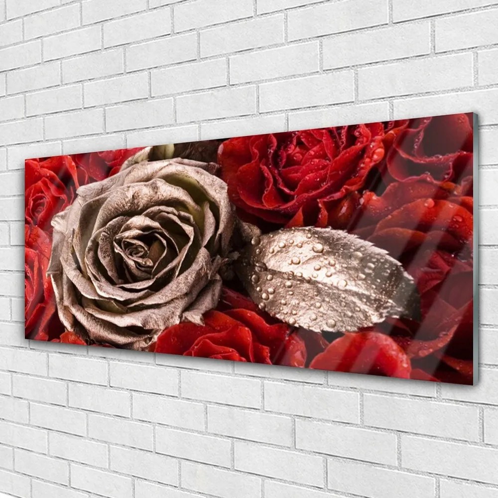akrylový obraz Růže Květiny 125x50 cm