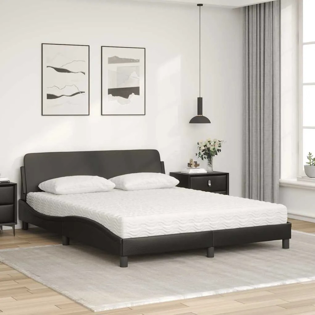 Postel s matrací Dover černá 160 x 200 cm umělá kůže 3208437