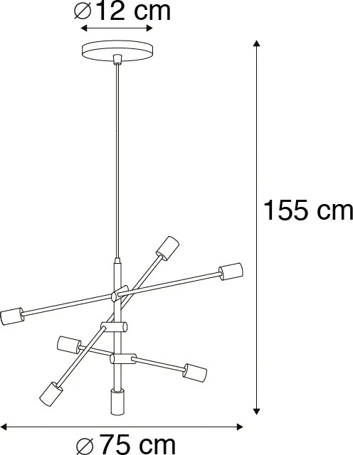 Chytré průmyslové závěsné svítidlo černé vč. 6 WiFi ST64 - Sydney