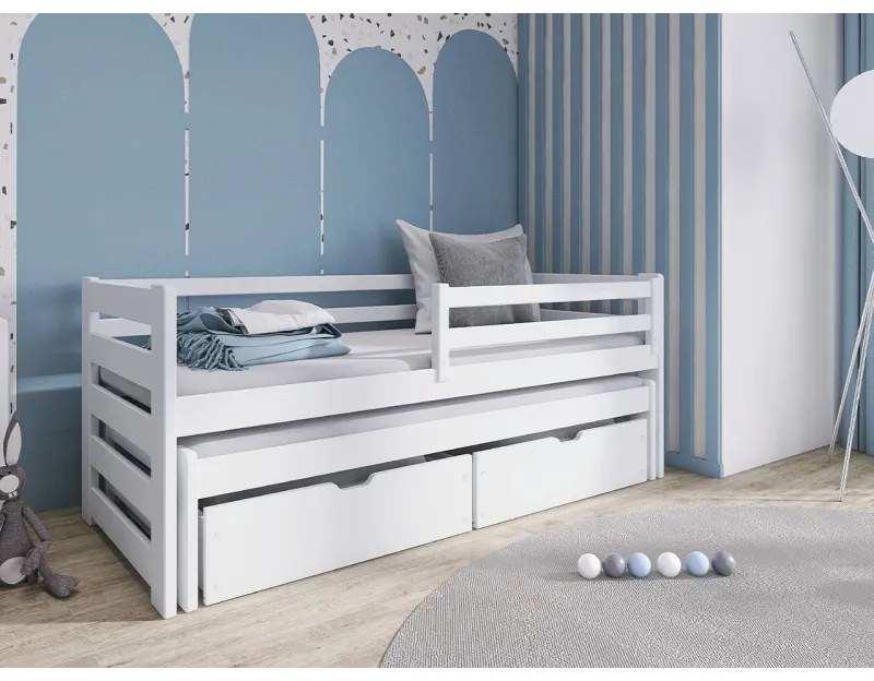 Dětská dvoulůžková postel se zásuvkami Pilksis 80, Barva: bílá