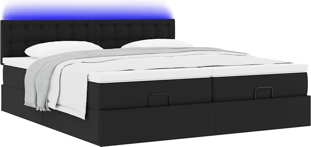 Osmanský rám postele s matrací černá 200x200cm umělá kůže 3312810