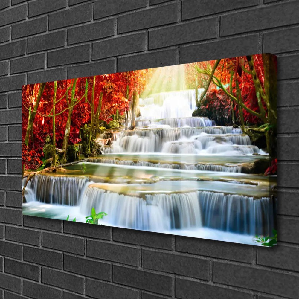 Obraz na plátně Vodopád Příroda Les 125x50 cm