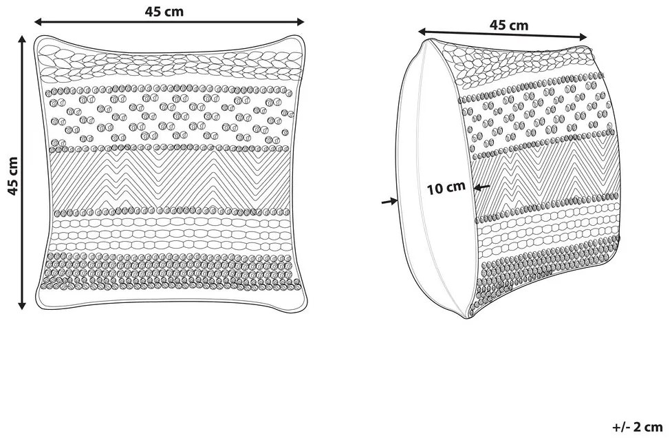 Bavlněný polštář s geometrickým vzorem 45 x 45 cm béžovo modrý DEWBERRY Beliani