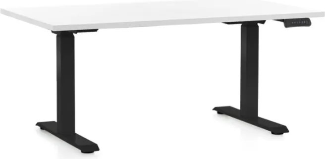 Výškově nastavitelný stůl OfficeTech C, 120 x 80 cm, černá podnož, bílá