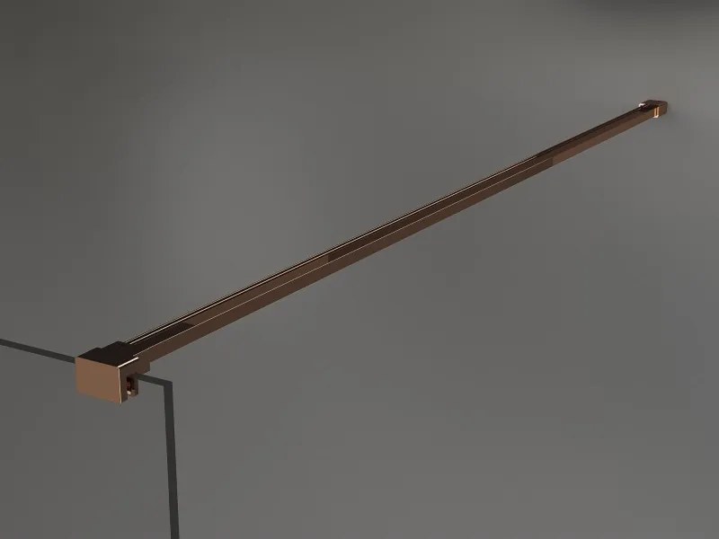 Mexen Kioto sprchová zástěna 140x200 cm 8 mm, profil růžové zlato, sklo efekt zrcadla, 800-140-101-60-50