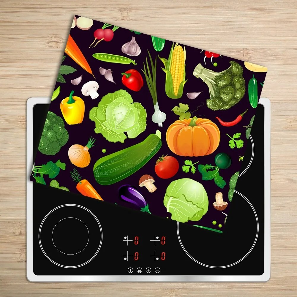 Skleněná krájecí deska Barevné zeleniny 60x52 cm