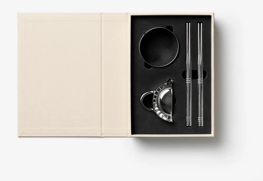 Béžové nerezové hůlky v sadě pro 4 osoby The Essentials - Dumpling Tools – Printworks