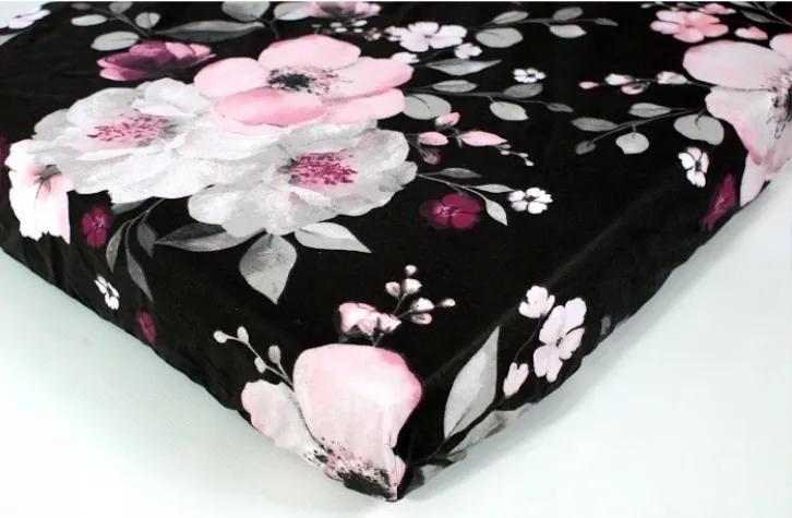 Nadia Dětské bavlněné prostěradlo 200x120cm různé vzory Barva: Růže v černé